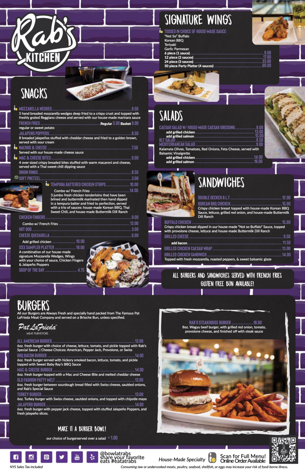 Rab’s Country Lanes Food Menu | Staten Island Bowling Alley – Rab's ...